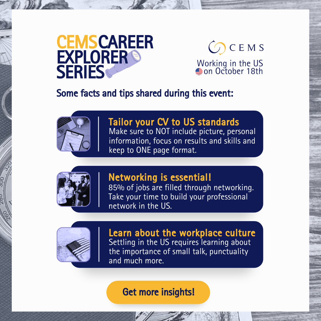 CEMS Career Explorer Series Highlights Opportunities in the US | CEMS
